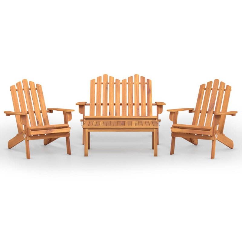 Rosecliff Heights 4 Piece Adirondack Patio Lounge Set Solid Wood Acacia ...
